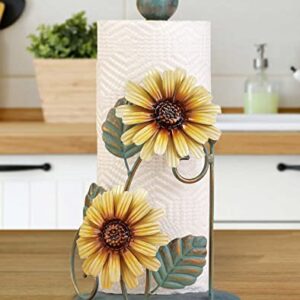 Sunflower Decor Paper Towel Holder, Metal Yellow Daisy Paper Towel Holders Stand Countertop for Kitchen Bathroom Decor, Cute Paper Rolls Organizer & Storage Sun Flower Accessories