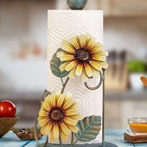 Sunflower Decor Paper Towel Holder, Metal Yellow Daisy Paper Towel Holders Stand Countertop for Kitchen Bathroom Decor, Cute Paper Rolls Organizer & Storage Sun Flower Accessories