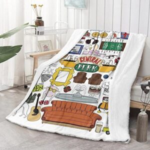 friends blanket fleece throw blanket,soft warmer flannel blanket,double-layer printed blanket for couch,bedding,sofa,living room and camping all season 60"x50"