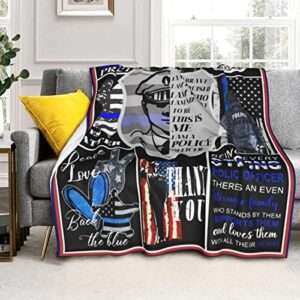 Gift for Police Blanket - Police Birthday Gift Flannel Policeman Officer Throw Blanket Super Soft Warm and Comfortable Gift Ideas for American Police Cop Stuff Decor 60"x50"