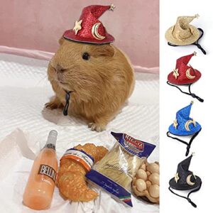 4 Pack Small Animal Halloween Wizard Hat with Elastic Chin Strap for Hamster Bearded Dragon Chinchilla Ferret Guinea Pig Cosplay Party Dress up Apparel Outfit (4 Pack)