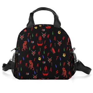 kusind insulated lunch bags ​stranger school things lunch box for work with adjustable shoulder strap one size (red starry sky)