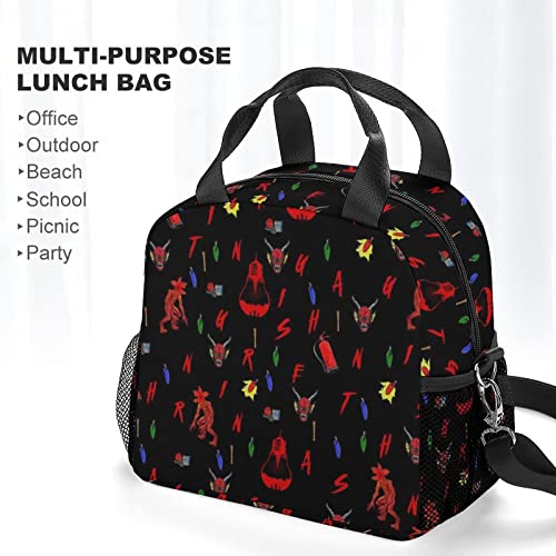 Kusind Insulated Lunch Bags ​Stranger School Things Lunch Box for Work with Adjustable Shoulder Strap One Size (Red starry sky)