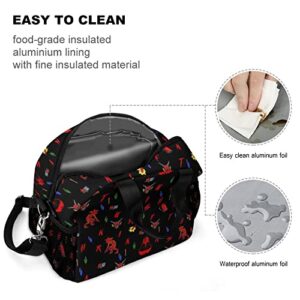 Kusind Insulated Lunch Bags ​Stranger School Things Lunch Box for Work with Adjustable Shoulder Strap One Size (Red starry sky)