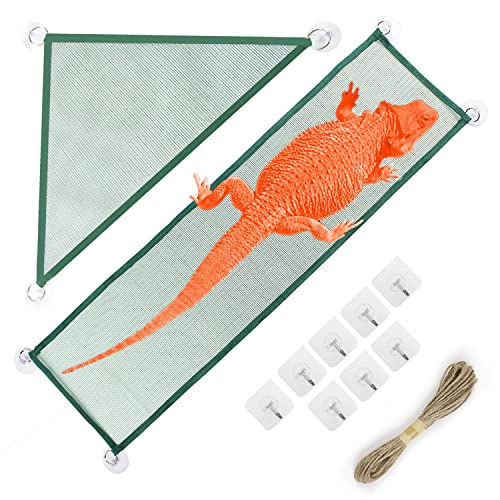 Linifar Bearded Dragon Tank Accessories, Rectangular & Triangular Hammock for Geckos, Snake, Chameleon, Hermit Crabs, Reptiles and Amphibians Habitat Decor