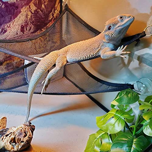 Linifar Bearded Dragon Tank Accessories, Rectangular & Triangular Hammock for Geckos, Snake, Chameleon, Hermit Crabs, Reptiles and Amphibians Habitat Decor