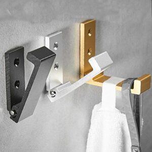 5 PCS,Folding Wall Hooks,Coat Hooks Wall Mount,Aluminum Alloy Heavy Duty Single Towel Hook, Hooks for Hanging Coat Jackets Headset Robe Clothes Hat (Gold)