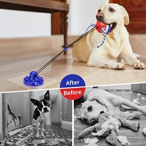 ULEFIX Suction Cup Dog Toy for Aggressive Chewers Large Breed Interactive Tug of War Indestructible Dog Puzzle Toys Blue