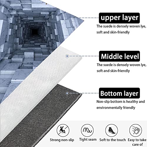 Marble Brick Bottomless Hole Area Rug Extra Large for Kids Playroom 3D Optical Visual Illusion Trap Living Room Floor Carpet Mat ,6'x9'