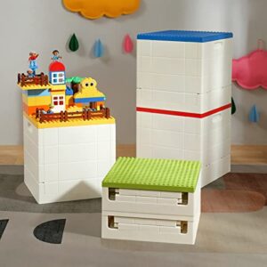 SHIMOYAMA Building Block Folding Storage Box, 25L Storage Bin for Duplo Blocks, 4 Pack, Stackable Storage Boxes, Bricks Not Included