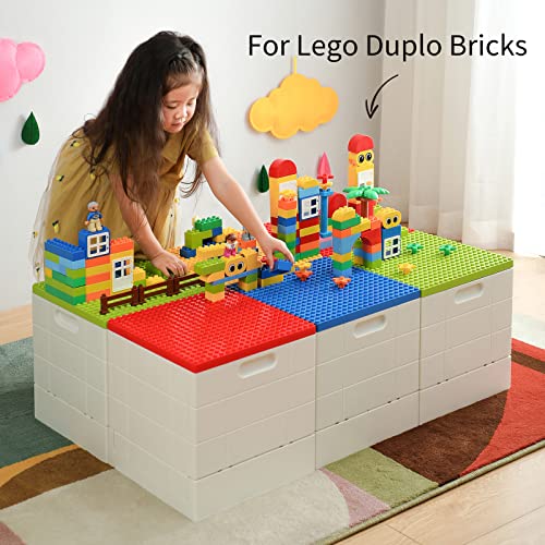 SHIMOYAMA Building Block Folding Storage Box, 25L Storage Bin for Duplo Blocks, 4 Pack, Stackable Storage Boxes, Bricks Not Included