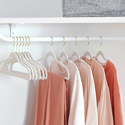 ManGotree Velvet Hangers, Coat&Suite Hangers, No-Slip Hangers, Ultra-Slim Space Saving Hangers, Sturdy&Durable Clothes Hangers, 360 Swivel Golden-Plated Hook, 36 Pack (White)