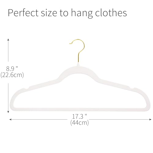 ManGotree Velvet Hangers, Coat&Suite Hangers, No-Slip Hangers, Ultra-Slim Space Saving Hangers, Sturdy&Durable Clothes Hangers, 360 Swivel Golden-Plated Hook, 36 Pack (White)