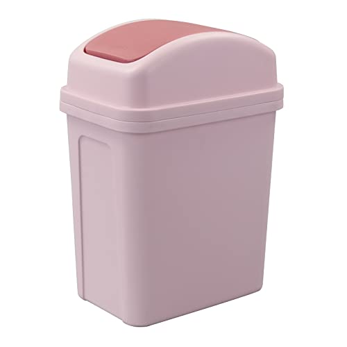 Innouse 7 L Small Garbage Can with Swing Lid, 1.8 Gallon Indoor Trash Bin with Lid (Pink)