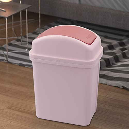 Innouse 7 L Small Garbage Can with Swing Lid, 1.8 Gallon Indoor Trash Bin with Lid (Pink)