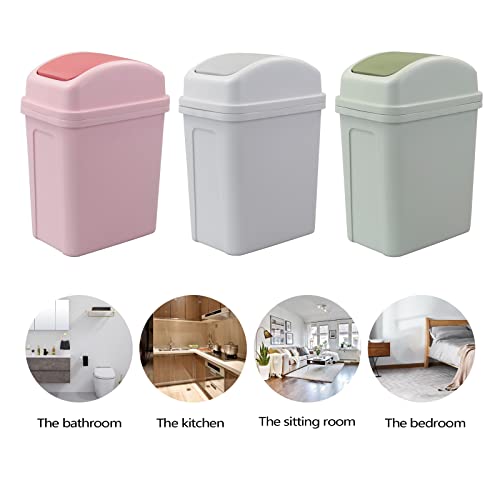 Innouse 7 L Small Garbage Can with Swing Lid, 1.8 Gallon Indoor Trash Bin with Lid (Pink)