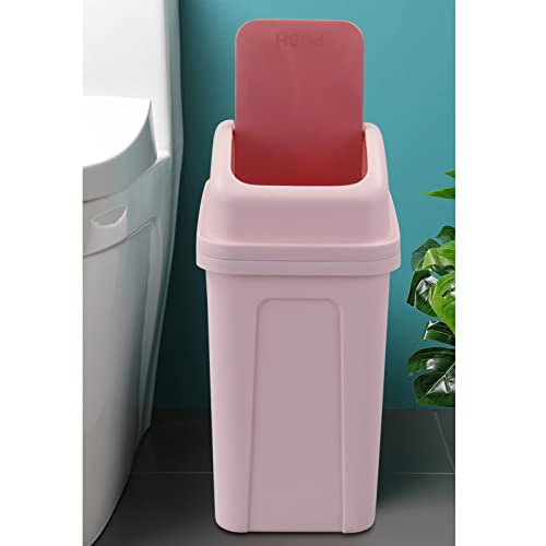 Innouse 7 L Small Garbage Can with Swing Lid, 1.8 Gallon Indoor Trash Bin with Lid (Pink)