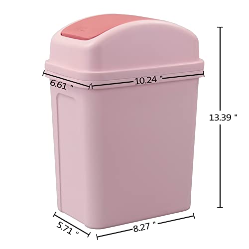 Innouse 7 L Small Garbage Can with Swing Lid, 1.8 Gallon Indoor Trash Bin with Lid (Pink)