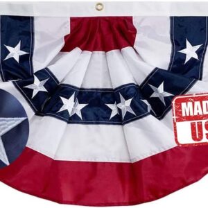 Hypoth US Bunting Flag 2x4 FT Outdoor- Embroidered Stars USA American Pleated Fan Flags Canvas Header with 3 Brass Grommets Easy to Rising