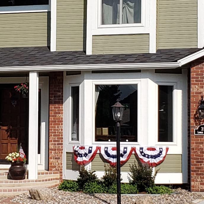 Hypoth US Bunting Flag 2x4 FT Outdoor- Embroidered Stars USA American Pleated Fan Flags Canvas Header with 3 Brass Grommets Easy to Rising