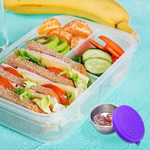 BestAlice 6 Pcs Salad Dressing Container To Go, 2 Oz Sauce Containers Reusable Small Dipping Sauce Cups Set, Mini Stainless Steel Condiment Containers With Silicone Lids,Easy Open,Leakproof, 6 color