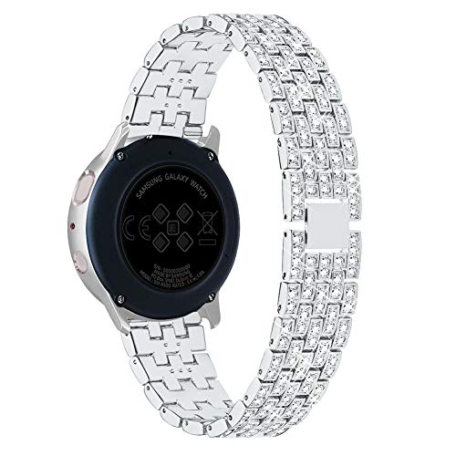 SUPOIX Band Case Compatible for Samsung Galaxy Watch 5 40mm/Watch 4 40mm, 20mm Women Bling Replacement Strap&PC Protective Bumper Face Cover for Galaxy Watch 5/4(Silver/40mm)