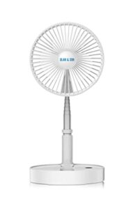 olam & son portable folding backup fan foldable height adjustable tripod 7200mah mini usb rechargeable operated fan for office home, white, zk-20321