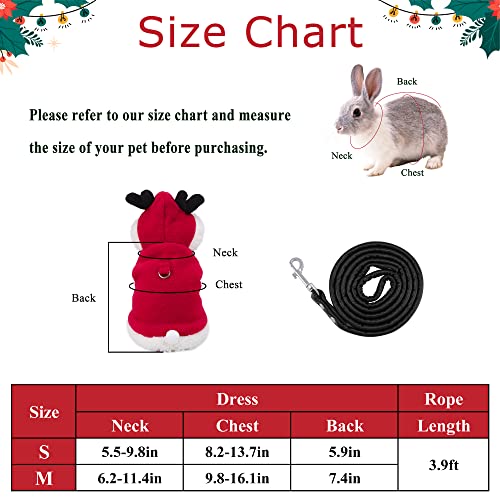 Mogoko Christmas Rabbit Harness with Leash, Cute Dress Christmas Costumes and Lead Set for Rabbit Ferret Guinea Pig Kitten Small Animals