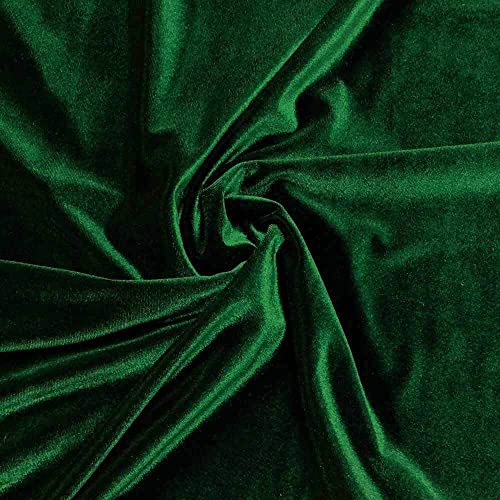 MDS Pack of 1 Yard Stretch Velvet Fabric for Wedding Dress Fashion Crafts Costumes Dance wear Clothing Home Decor Plush Silky Velvet – 58” Width Hunter Green