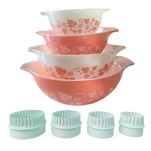 4pcs display stands for pyrex mixed cinderella bowls, stacker stacking rings for pyrex bowls, bowl display stands for cabinet, cabinet organizer, spansee, mint green