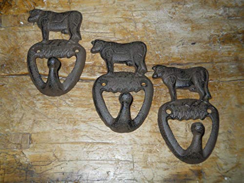 for Cast Iron Cow Towel Hanger Coat Hat Hooks, Key Rack Ranch Hook Farm Home Décor Plaques & Signs