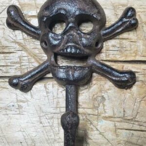 for Cast Iron Skull & Crossbones Towel Hanger Coat Hat Hooks Hook Pirate Jolly Roger Home Décor Plaques & Signs