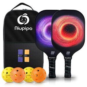 niupipo pickleball paddle, usapa approved pickleball paddle with fiberglass face, protective cover, ultra cushion, polypropylene honeycomb core, 4.8-inch grip, lightweight