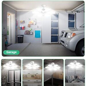 YIBEYYDS LED Garage Light 2 Pack, 185W 18500LM 6500K Garage Light led Garage Ceiling Lights with 6+1 Adjustable Panels Support E26/E27 for Garage, Barn, Workshop, Basement