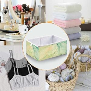 Green Marble Ink Modern Fluid Art Storage Bins Cubes Storage Baskets Fabric Foldable Collapsible Decorative Storage Bag with Handles for Shelf Closet Bedroom Home Gift 11" x 11" x 11"