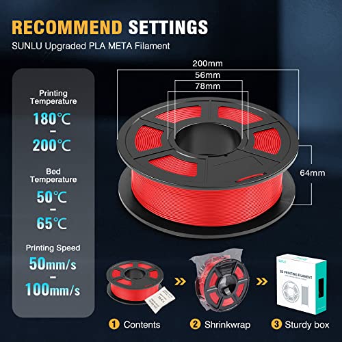 SUNLU PLA Meta Filament 1KG & SUNLU Filament Dryer Box S2 for 3D Printing, PLA meta 3D Printer Filament 1.75mm Dimensional Accuracy +/- 0.02 mm, S2 Dryer Box + PLA meta Black