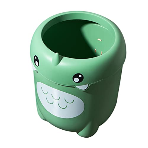 DECHOUS Laundry Basket Cartoon Trash Can Plastic Waste Basket Garbage Containers Without Lid Trash Bins for Room Bathroom Living Room Green Desk Organizer