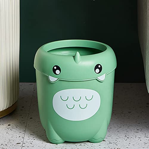 DECHOUS Laundry Basket Cartoon Trash Can Plastic Waste Basket Garbage Containers Without Lid Trash Bins for Room Bathroom Living Room Green Desk Organizer