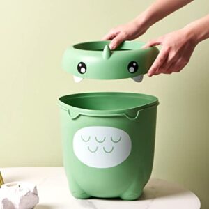 DECHOUS Laundry Basket Cartoon Trash Can Plastic Waste Basket Garbage Containers Without Lid Trash Bins for Room Bathroom Living Room Green Desk Organizer