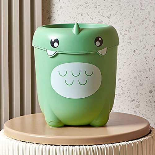 DECHOUS Laundry Basket Cartoon Trash Can Plastic Waste Basket Garbage Containers Without Lid Trash Bins for Room Bathroom Living Room Green Desk Organizer