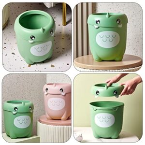 DECHOUS Laundry Basket Cartoon Trash Can Plastic Waste Basket Garbage Containers Without Lid Trash Bins for Room Bathroom Living Room Green Desk Organizer