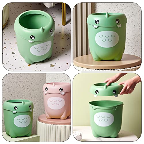 DECHOUS Laundry Basket Cartoon Trash Can Plastic Waste Basket Garbage Containers Without Lid Trash Bins for Room Bathroom Living Room Green Desk Organizer