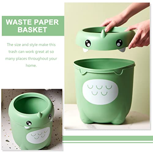 DECHOUS Laundry Basket Cartoon Trash Can Plastic Waste Basket Garbage Containers Without Lid Trash Bins for Room Bathroom Living Room Green Desk Organizer