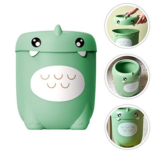 DECHOUS Laundry Basket Cartoon Trash Can Plastic Waste Basket Garbage Containers Without Lid Trash Bins for Room Bathroom Living Room Green Desk Organizer