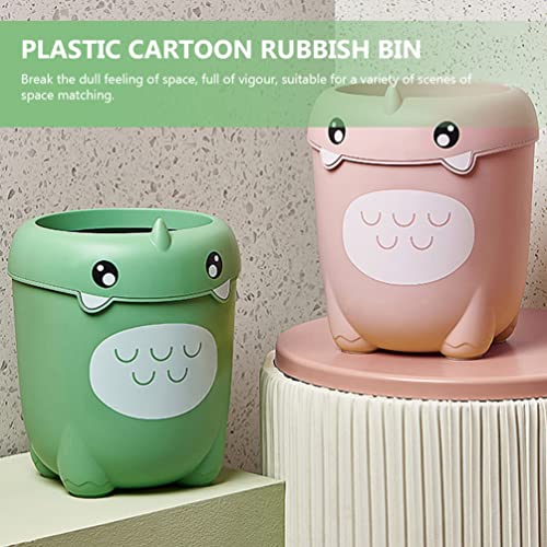 DECHOUS Laundry Basket Cartoon Trash Can Plastic Waste Basket Garbage Containers Without Lid Trash Bins for Room Bathroom Living Room Green Desk Organizer