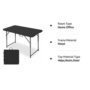 NIUTA 4FT Fold-in-Half Table, Portable Folding Table, Black