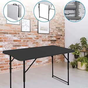 NIUTA 4FT Fold-in-Half Table, Portable Folding Table, Black