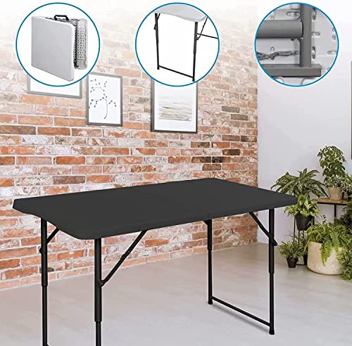 NIUTA 4FT Fold-in-Half Table, Portable Folding Table, Black