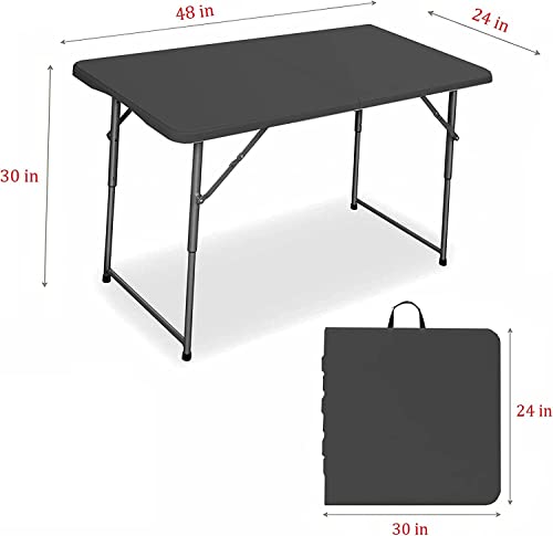 NIUTA 4FT Fold-in-Half Table, Portable Folding Table, Black