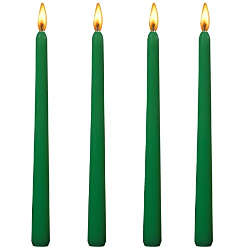 10 inch Green Taper Candles-Set of 4 Taper Candles -Dripless and Smokeless,Tall Candlesticks, Home Dinner, Party, Wedding, Halloween, Churches,Christmas Candles(10 inch, Green)